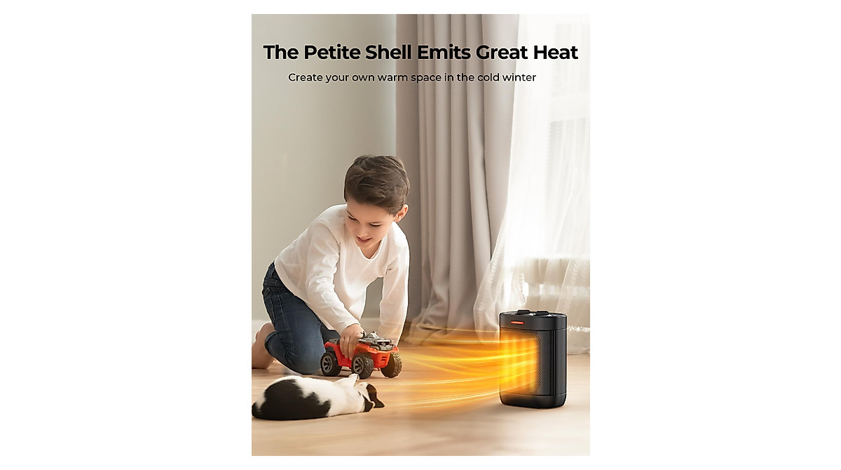 1000W Small Space Heater with Overheat & Tip-Over Protection
