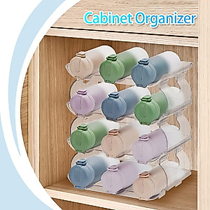 Seolmae Stackable Water Bottle Organizer for Cabinet, Water Bottle Holder Countertop, Cup Organizer for Kitchen, Pantry and Fridge, Free-Standing Kitchen Storage Holder for Wine and Drink Bottles