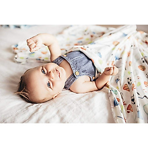 Large Premium Knit Baby Swaddle Receiving Blanket "Varsity" by Copper Pearl