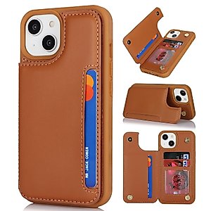 iCoverCase for iPhone 13 Case with Card Holder, iPhone 13 Wallet Case for Women Men [RFID Blocking] PU Leather Protective Wallet Phone Case for iPhone 13 6.1 Inch (Light Brown)