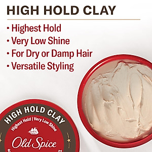 Old Spice High Hold Hair Styling Clay for Men, Highest Hold with Very Low Shine, 2.22 oz