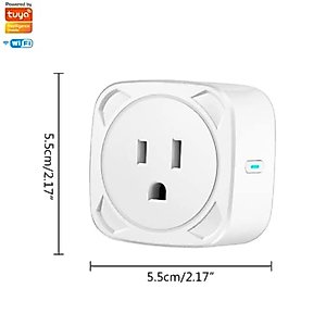 Smart Plug WiFi Outlet Tuya APP Compatible with Alexa and Google Home Wireless Remote Control 2.4GHz Wi-Fi Timer Socket Features Energy Monitoring (Power Monitoring) 16 Amp, White (US001)
