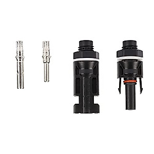 Solar Panel Connectors, PV Connector PPO Self Locking Structure 1000V DC IP67 Waterproof Impact Resistance High Strength for PV Cable