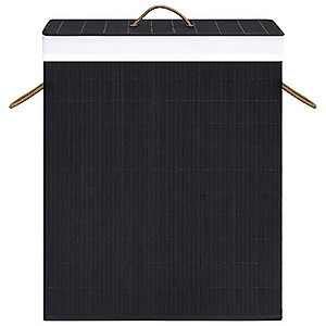 Tidyard Bamboo Laundry Basket with Lid and Handle 21.9 gal Clothes Hamper Blanket Storage Basket Black for Laundry Room, Dorm, Bathroom, Living Room, Bedroom Organization