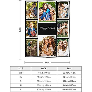 Customized Blankets with Photos Personalized Picture Collage Blanket Soft Using My Own Photos Custom Memorial Gifts for Mothers Day, Mom, Dad, Family, Friends, Couples, Dogs 30"x40"