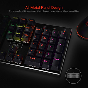 Redragon K556 RGB LED Backlit Wired Mechanical Gaming Keyboard, 104 Keys Hot-Swap Mechanical Keyboard w/Aluminum Base, Upgraded Socket and Noise Absorbing Foams, Quiet Linear Red Switch