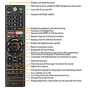 RMF-TX310U Voice Replacement Remote Control Compatible with Sony 4K Smart Bravia TV Models XBR-43X800G XBR-75X800G XBR-65X800G XBR-49X800G XBR-55X800G XBR-85X900F XBR-49X900F XBR-75X900F XBR-65X900F