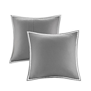Comfort Spaces Malcom Cozy Comforter Set - Modern Trendy Design, All Season Down Alternative Bedding, Matching Shams, Hotel Deluxe Gray, Queen