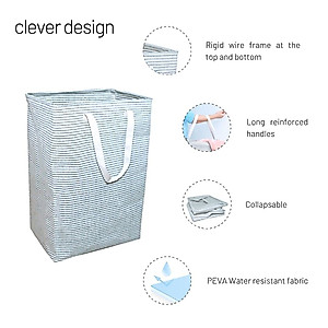 Clever Hut Collapsible Large Laundry Hamper with Easy Carry Handles - 2 Pack 72L Hampers For Laundry Freestanding Waterproof Extra Large Basket For Clothes, Toys With Long Thick Handles, Grey