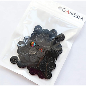 GANSSIA 5/8 Inch 4 Holes Black Buttons 15mm Sewing Round Button for Craft Pack of 160 Pcs