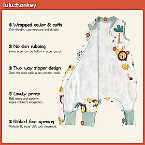 LULUMONKEY Toddler Sleep Sack with Feet 2T-3T, Summer Wearable Blanket for Early Walker, TOG 0.5 Light Weighted Baby Sleeping Bag with Legs for Boys Girls, Forest