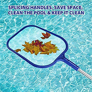 SubClap Portable Pool Vacuum - Spa Jet Vacuum Cleaner with Pole & Skimmer Net for Above Ground & Inground, Telescopic Pole Rake Leaf Skimmer Clean Swimming Pool Hot Tub with Net Bag (No Garden Hose)