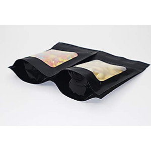 Mylar bags for food storage - Resealable Smell Proof Bags | black sample bags | small packaging bags | bolsa mylar | mylar bag with front window | 4x6 inches
