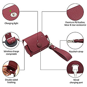 [New] The Tanned Cow- Apple AirPods 1,2 [New 2022 Model] pro Classic Cute Leather case Cover Protective Skin with Key Chain Strap for Men Women, Support Wireless Charging (Black)