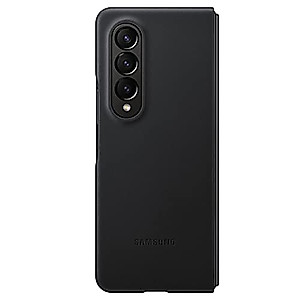 SAMSUNG Galaxy Z Fold 4 Case - Leather Cover, Protective, Premium, Elegant Phone Case with Front and Back Protection, Soft Surface - Bulk Packaging - (Black)