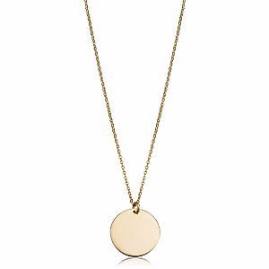 Kooljewelry 14k Yellow Gold 10 mm Round Disc Adjustable Length Necklace (adjusts to 17 or 18 inch) - Minimalist Jewelry for Women