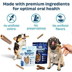 Bark Bright Durable Dog Dental Kit for Tough Chewers - 15 Chew Sticks & Toothpaste - Large Breeds