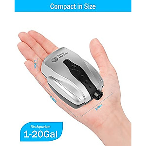 Aquarium Air Pump - AquaMiracle Fish Tank Bubbler Aerator, All-in-One Fish Tank Air Pump Kit, Quiet Small Aquarium Bubbler for 1-20 Gallon Aquariums