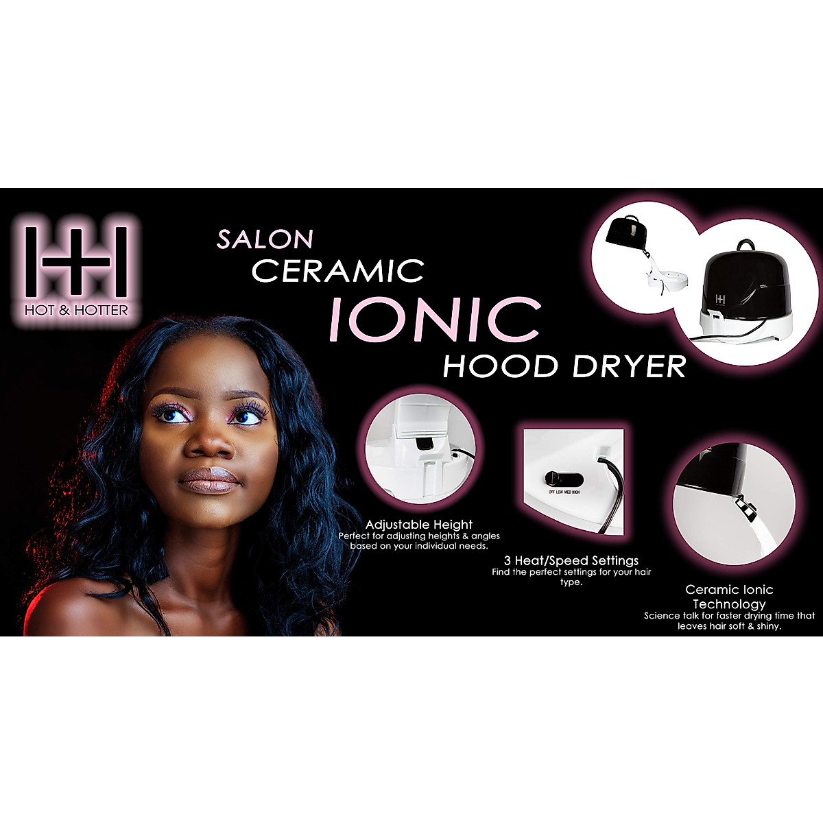 Annie Hot & Hotter Extra Large 2500Ceramic Ionic Hood Dryer, 8 Pound