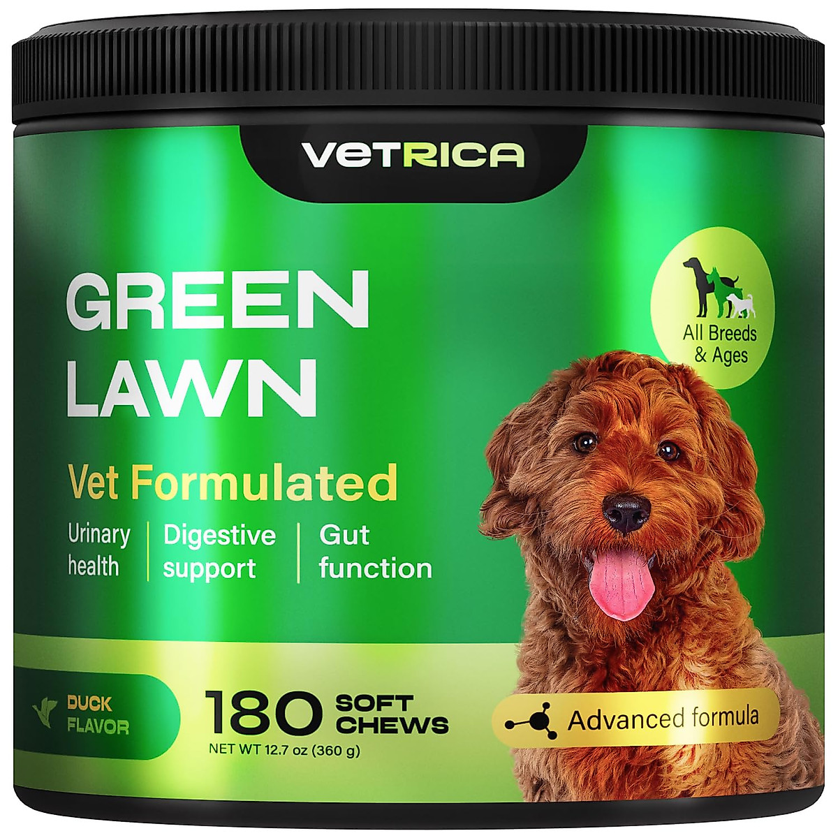 Vetrica Green Lawn Support Chewables for Dogs - Dog Digestive Support & Gut Function - Canine Soft Treats for All Breeds & Ages - Green Lawn Maintenance Dog Supplement