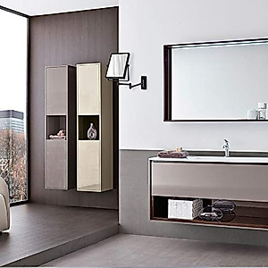 QiMH 3X Magnified Wall Mounted Mirror, Rectangular 8x6 Inch with Extendable Arm | Polished Chrome Finish Double-Sided Swivel Mirror