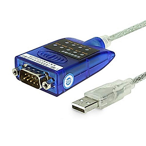 Gearmo USB to Serial RS-232 Adapter with LED Indicators, FTDI Chipset, Supports Windows 11/10/8.1/8/7/, Mac OS X 10.6 and Above