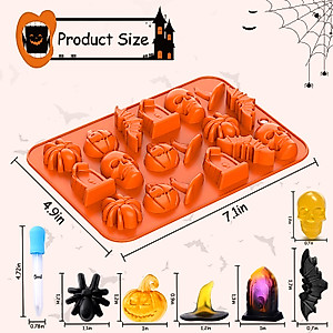 AIERSA Halloween Candy Gummy Molds, 2 Pcs Halloween Silicone Mold with 1 Pcs Dropper for DIY Halloween Gummies, Candy, Jelly, Chocolate, Jello