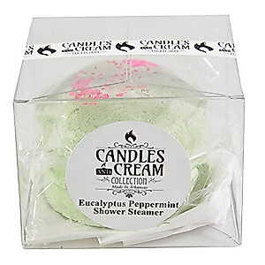 Candles and Cream Eucalyptus Peppermint Shower Steamer-Aromatherapy & Stress Relief, Restore & Soothe Body-Set of 2