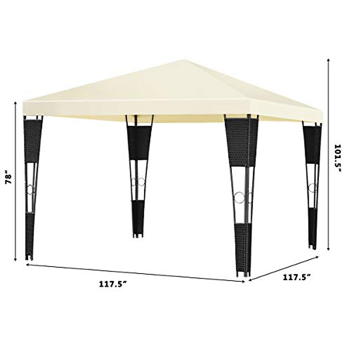 Tangkula Gazebo 10 x 10, Metal Frame Gazebo Canopy for Outdoor Patio Garden Backyard (Beige)