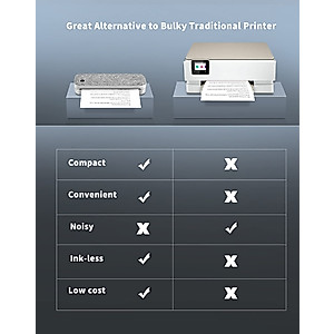 JADENS Wireless Portable Printer - Supports 8.26"x11.69" US Letter, Inkless Mobile Printer Compatible with iOS, Android & Laptop, Portable Printers Wireless for Travel, Mobile Office, School, Home