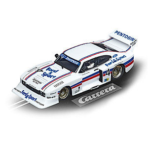 Carrera 30926 Ford Capri Zakspeed Turbo Lili Reisenbichler No. 4 1:32 Scale Digital Slot Car Racing Vehicle for Carrera Digital Slot Car Race Tracks, White, Blue, Red