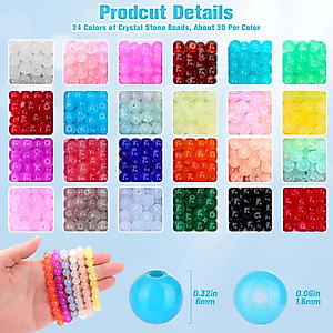 720pcs 8mm Glass Beads for Jewelry Making, 24 Colors Glass Beads for Bracelet Making, Beaded Bracelets Kit for Bracelet Earring Necklace Jewelry Making Supplies
