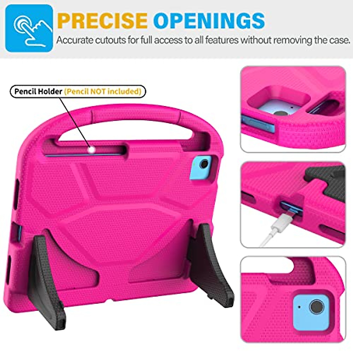 SUPLIK Kids Case for iPad 10th Generation (10.9", 2022) & iPad Air 5th/4th Gen & iPad Pro 11, Durable Shockproof Lightweight Kids Case with Stand/Handle/Pencil Holder for iPad 10.9/11 inch, Pink