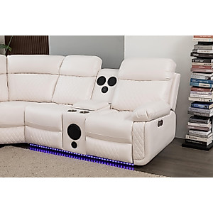 Kingway Inc Lionel Power Recliner Sectional Sofa, White