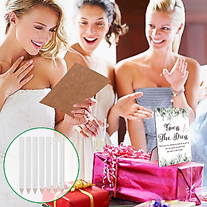 Furbeko 60 Set Guess The Dress Bridal Shower Games for Guests Include Guess The Dress Bridal Shower Game Table Sign Card White Sketching Pencils for Wedding Bridal Shower Games Party Supplies