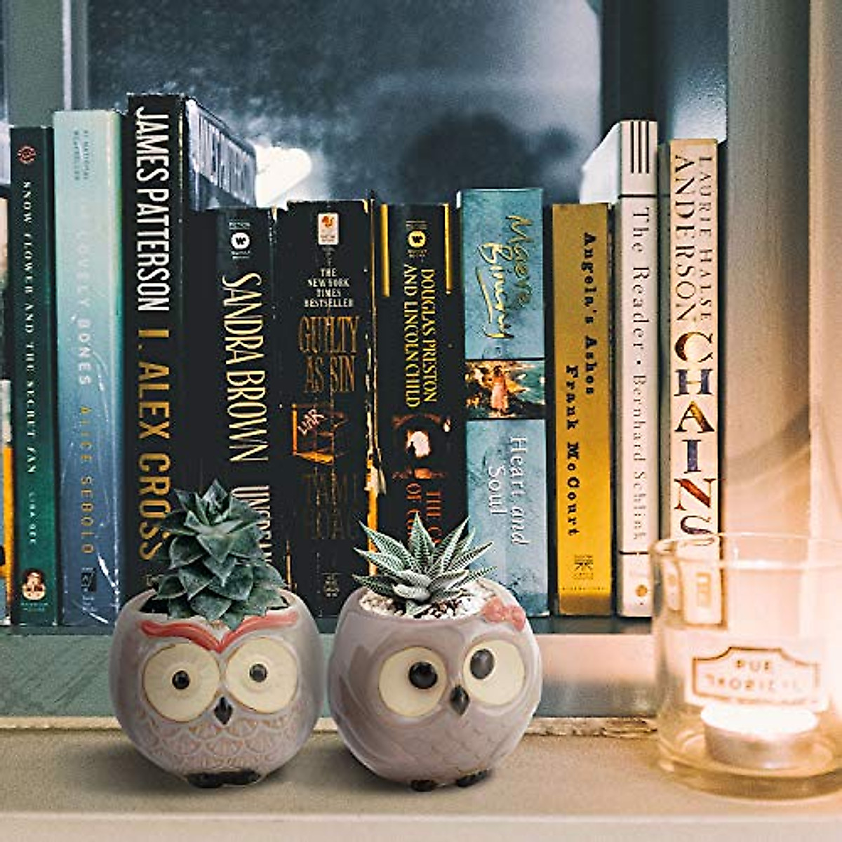 Lewondr Succulent Plant Pots, 6 Pack 2.5 Inch Mini Small Ceramic Owl Shaped Flower Pots with Drainage Holes, Flowerpots Planter Container Set for Home Office Desk Shelf Garden Patio Balcony Décor, 02