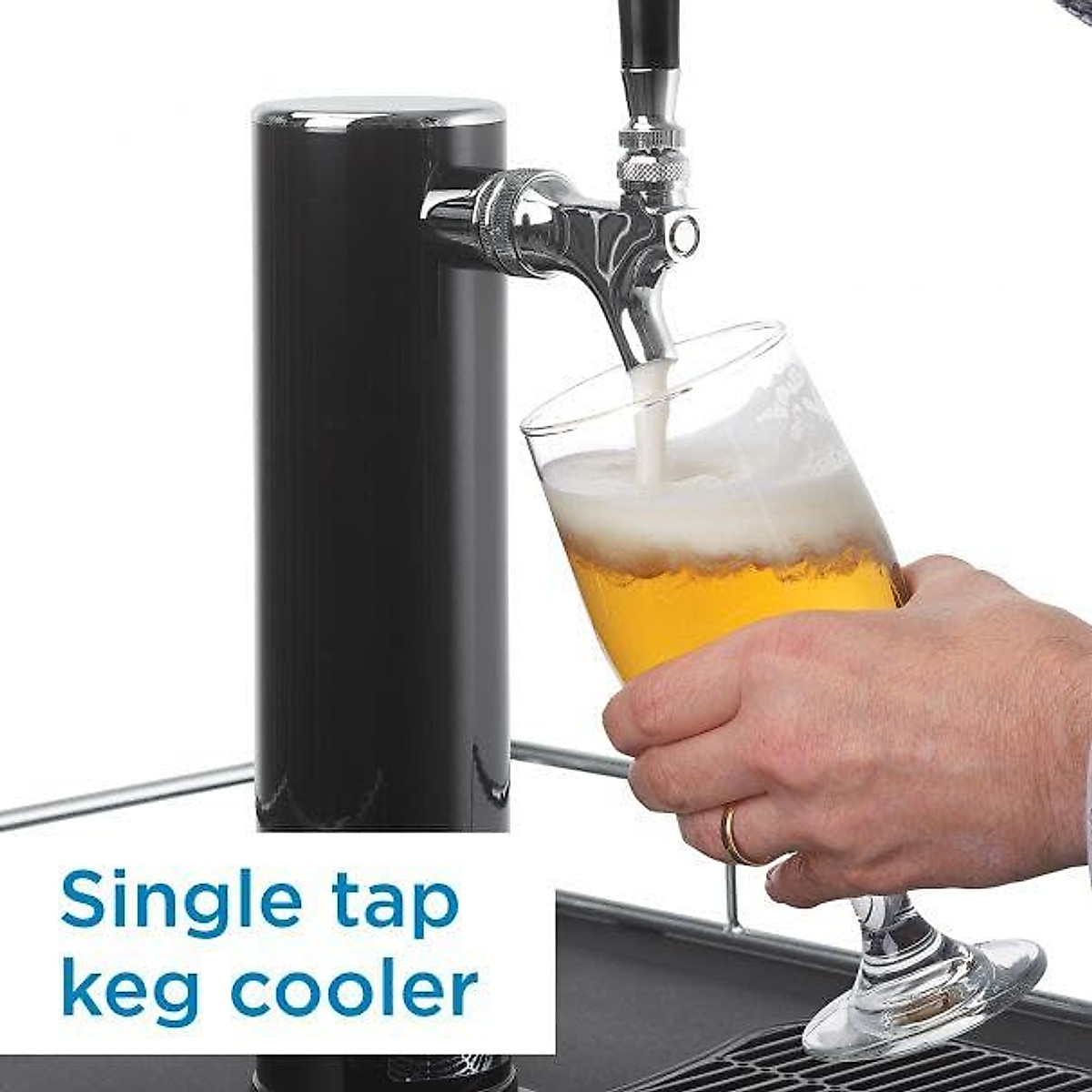 Danby DKC054A1BSLDB 5.4 Cu.Ft. Kegerator, Auto Defrost and Mechanical Thermostat, Keg Cooler with Scratch-Resistant Worktop and Reversible Door Hinge, Single Tap, Steel