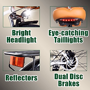 Electric Bike for Adult - 26" City Cruiser Electric Bicycle 350W Motor-12.5 Ah Removable Battery-Up to 40 Miles,Shimano 6-Speed and Dual Shock Absorber,City Electric Commuter Bike for Adults (White)