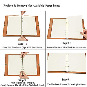 A5 Leather Binder Notebook, Langtor PU Journal Writing Notebook Diary Replaceable paper, Fine Soft PU Leather + Metal binder + Quality Paper - 100gsm, Size: 5" X 8.3", 160 Pages (Black)