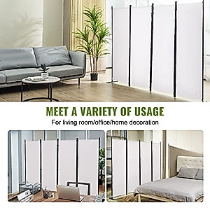 VEVOR Room Divider, 5.6 ft Room Dividers and Folding Privacy Screens (4-Panel), Fabric Partition Room Dividers for Office, Bedroom, Dining Room, Study, Freestanding, Beige