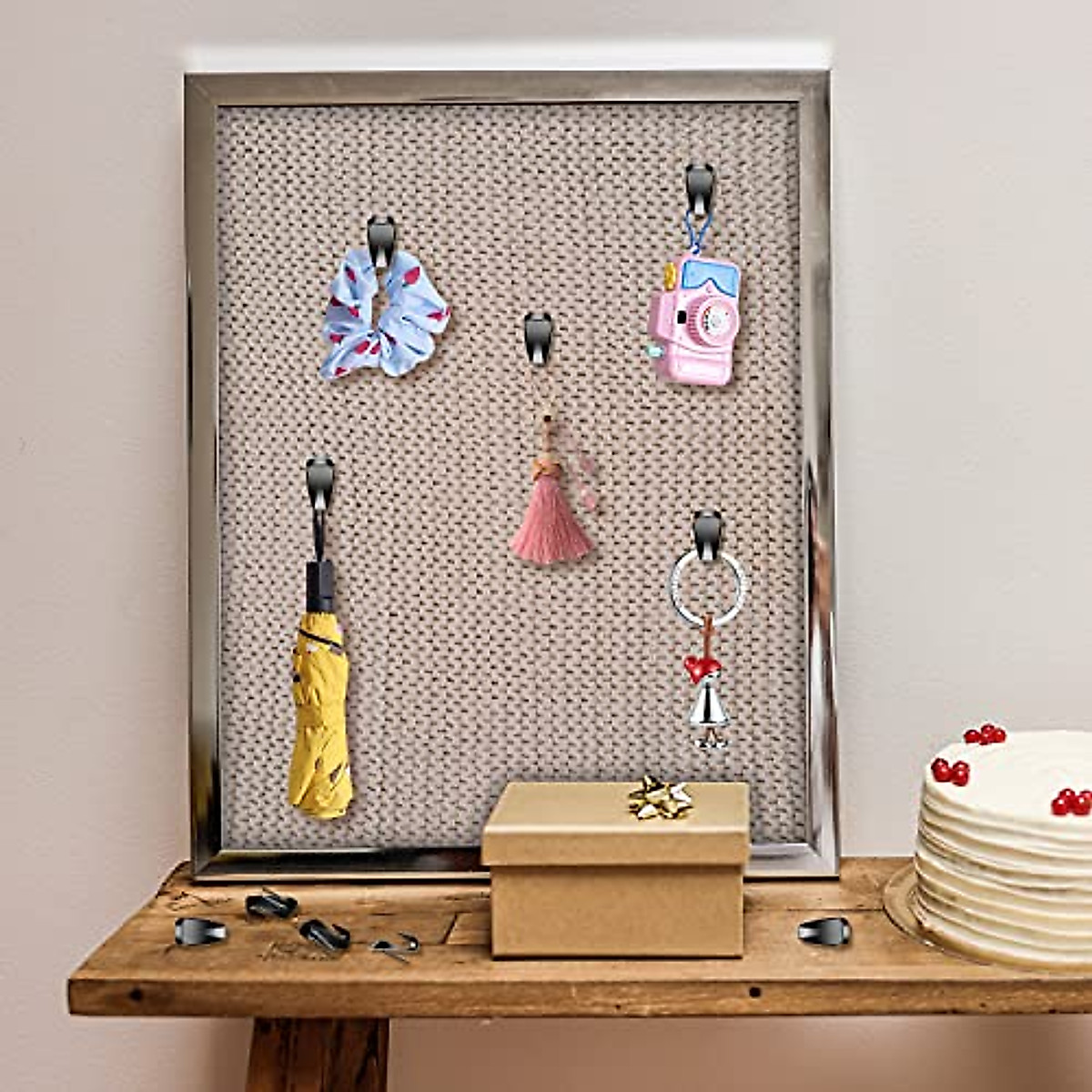 AIEX 10pcs Cubicle Hooks for Fabric Walls, Metal Push Pin Hooks Office Shelf Accessories Hanging Supplies Coat Clips Hanger Nails for Picture Clock Photo Frame Keychain (Black)