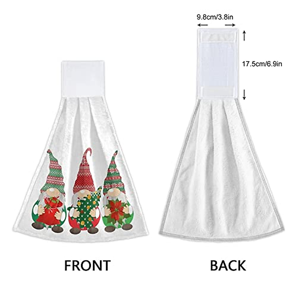 KOCOART Cute Scandinavian Gnomes Kitchen Oven Towels Merry Christmas Hanging Hand Towel with Loop 2 Pieces Super Absorbent Dishcloth Fingertip Tea Bar Dish Towel for Bathroom Tabletop