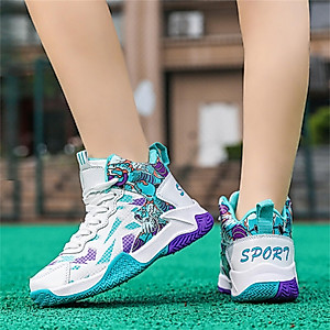 DAYUMKOU Boys Shoes Kids Basketball Shoes Girls Tennis Shoes Lightweight Breathable Walking Running Sports Shoes