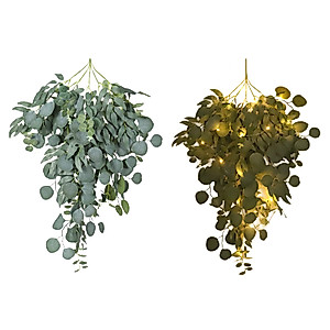 MOOVGTP Eucalyptus Swags, 31.5inch Artificial Hanging Eucalyptus Plants Green Eucalyptus Garland Eucalyptus Teardrop Swag Front Door Eucalyptus Flower for Home Garden Wedding Decoration