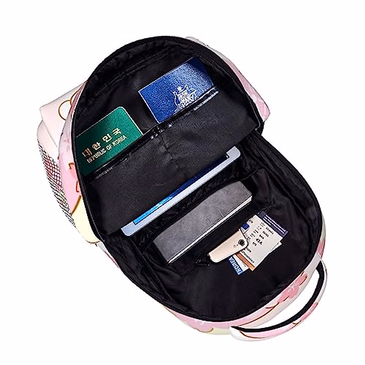 Cute My Bunny Melody And Flowers Backpack Cartoon My Bunny Melody Characters Backpack Double Shoulder Strap Adjustable Durable Laptop Bag Backpacks Lightweight Cute Travel Daypack With Keychain