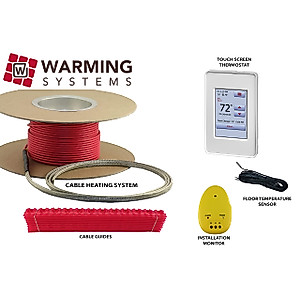 100 Sqft Warming Systems 120 V Electric Tile Radiant Floor Heating Cable with Touch Screen Programmable Thermostat