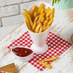 Ebiz 1 Cone 2 in 1 Potato Chip Cone with Sauce Chip Dish