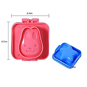 Qiilu Egg Molds, 6Pcs Set Food Grade PP Plastic, Decorative Food Shaping for Boiled Eggs, Box Preparation, Cute Shapes - Rabbit, Bear, Fish, Car, Star, Love Heart