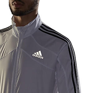 adidas Men's Marathon Jacket 3-Stripes, White/Black, Medium