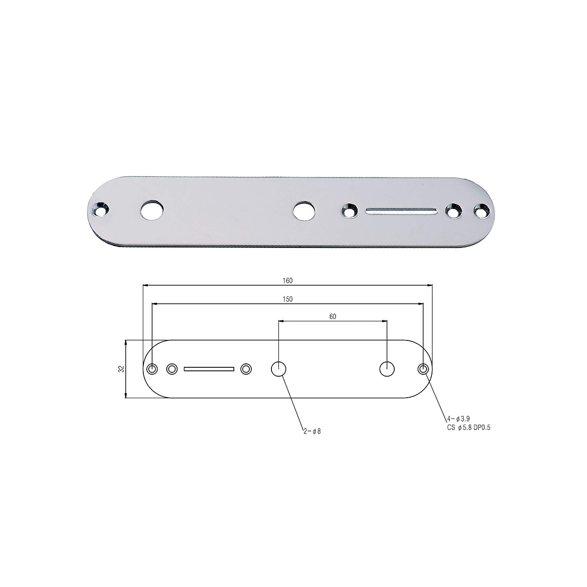 Metallor Control Plate Mounting Plate Chrome Compatible with Tele Telecaster Style Electric Guitar Parts Replacement.